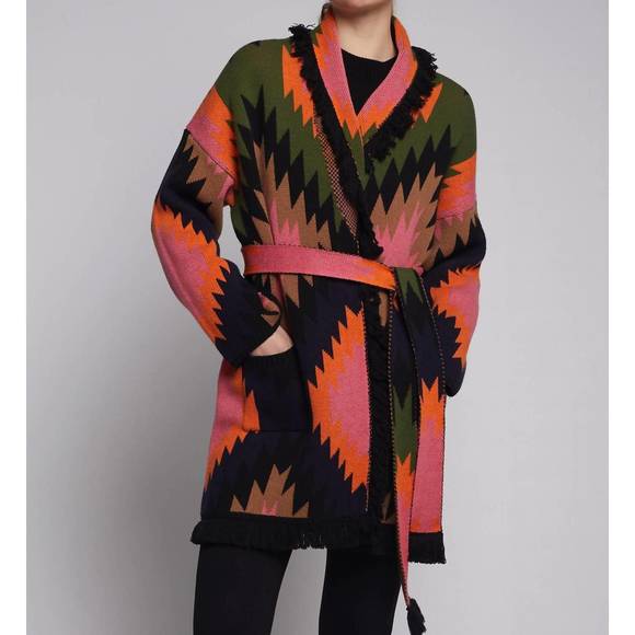 Vilagallo | Sweaters | New Vilagallo Navajo Jacquard Cardigan In Navy ...